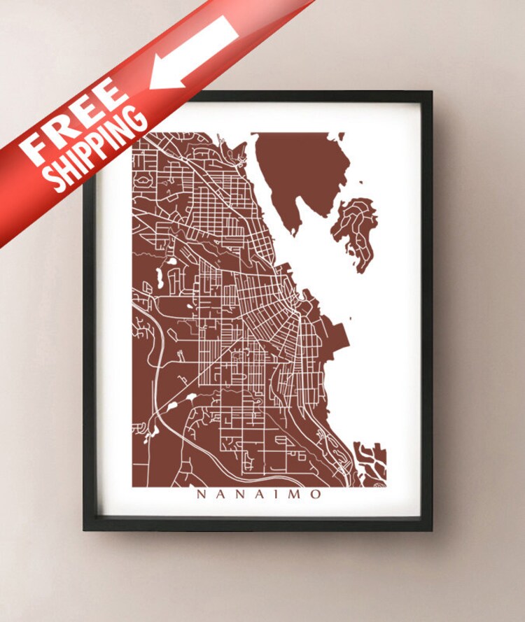 Nanaimo Map Art BC Poster by CartoCreative on Etsy