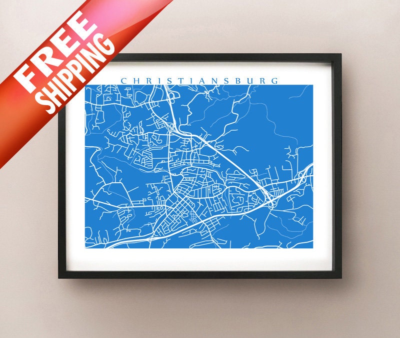 Christiansburg VA Map Print Virginia Poster