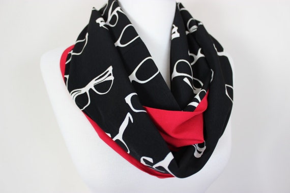 Eyeglasses Scarf Black White Scarf Glasses Print by ScarfAngel