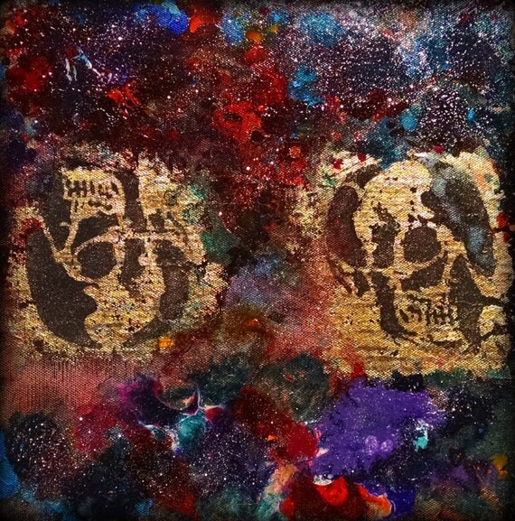Abstract skull painting-skull art-abstract acrylic-canvas