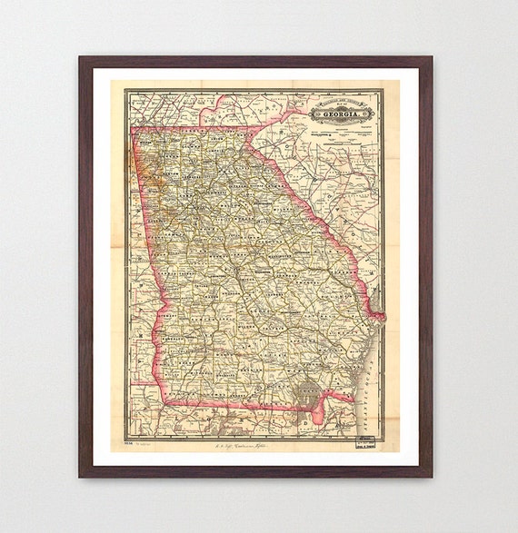 Georgia Map GA Map Art Map Decor State Map Georgia Art