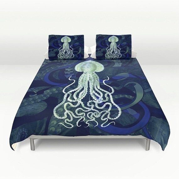 Octopus Bedding Octopus Tentacles Indigo Blue Duvet Set