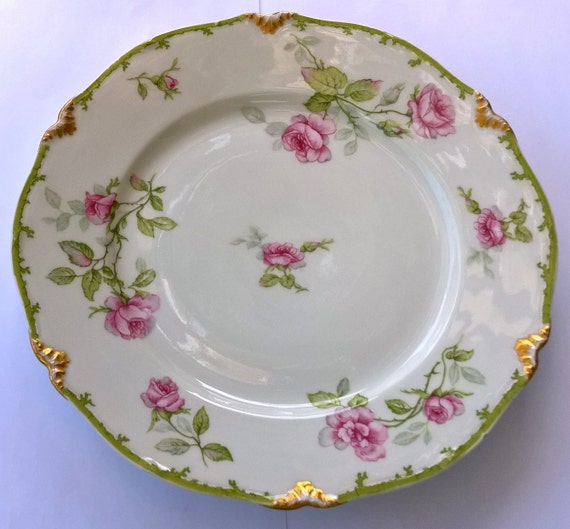 Antique Limoges France Pink Roses Dinnerware Porcelain Fine