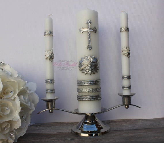 Silver or Gold Wedding Unity Candle Set with or without the