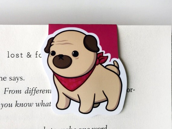 Cute Pug Magnetic Bookmark by BeedooTO on Etsy