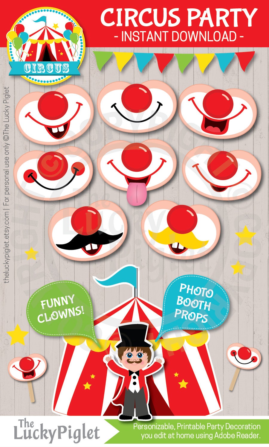 CIRCUS PARTY Photo Booth Props Circus Party Photo booth