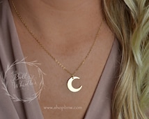 Unique gold moon necklace related items | Etsy