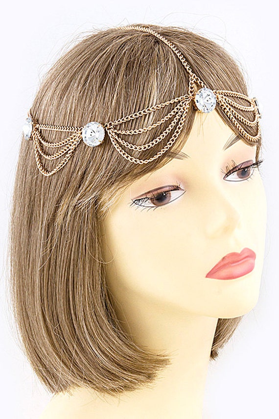 Gold head chain head chain chain head piece crystal head