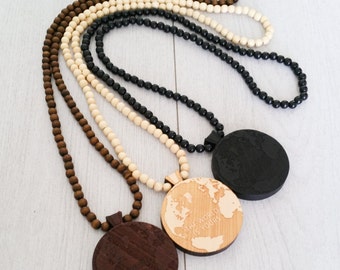 World map necklace | Etsy