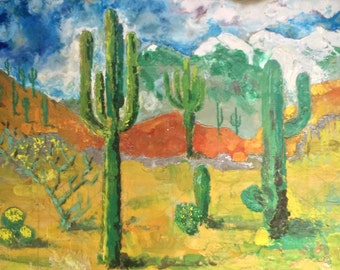 Saguaro painting | Etsy