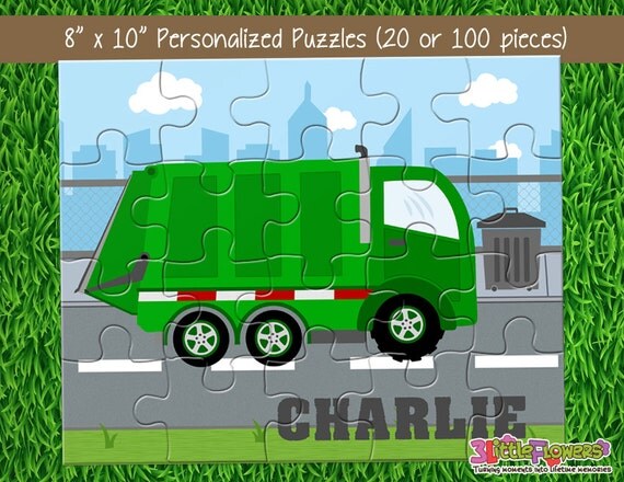 Personalized Garbage Truck Puzzle Personalized 8 x 10