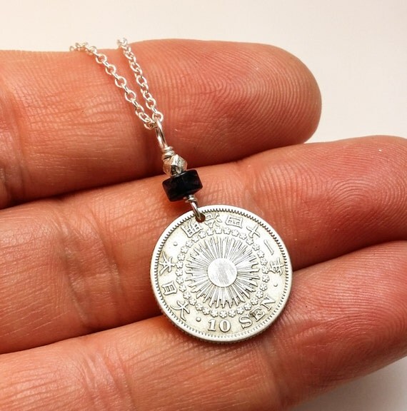 Japan necklace Antique Japanese silver coin necklace 1908