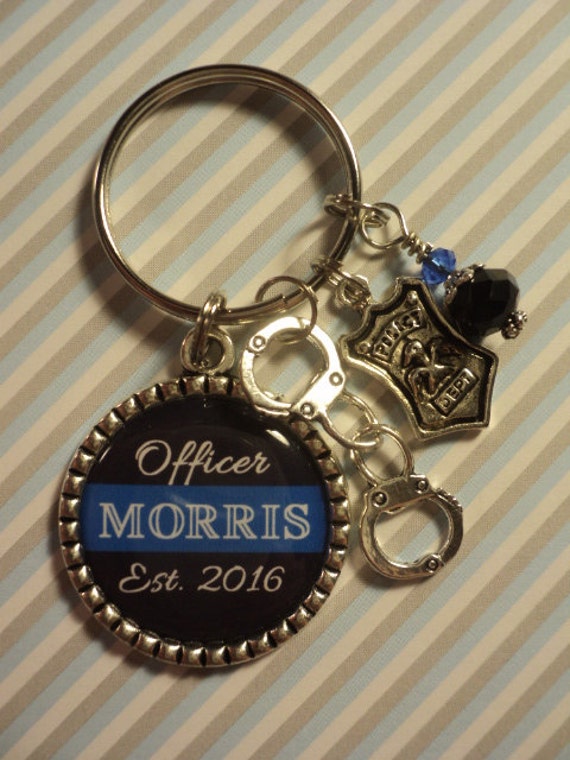 Personalized Police Officer keychain with charms by chaleybrooke