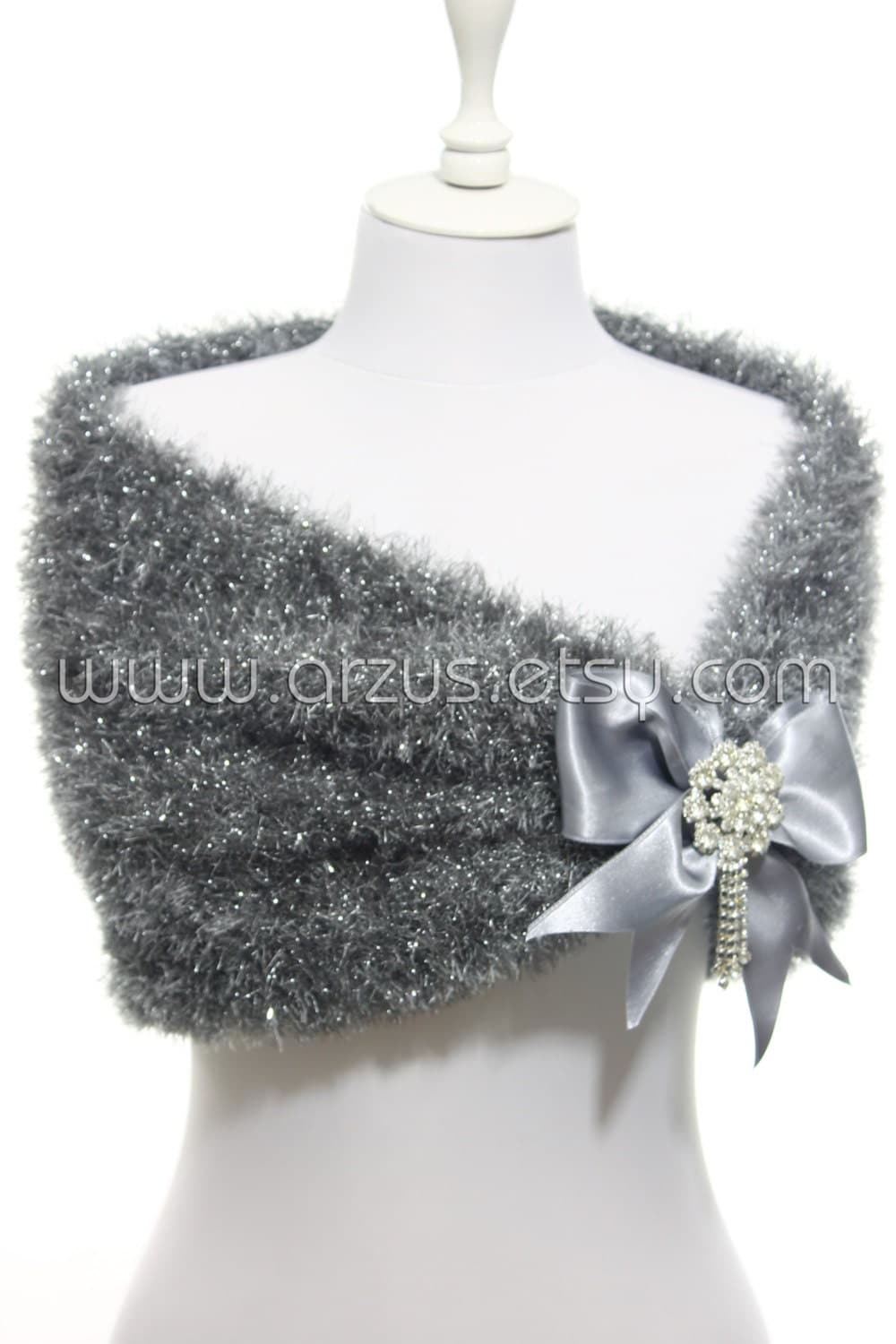 Grey Silver Wedding Shawl Bridal Shawl Bridal Wedding Cape