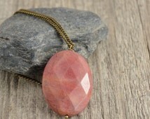 Unique pink stone pendant related items | Etsy