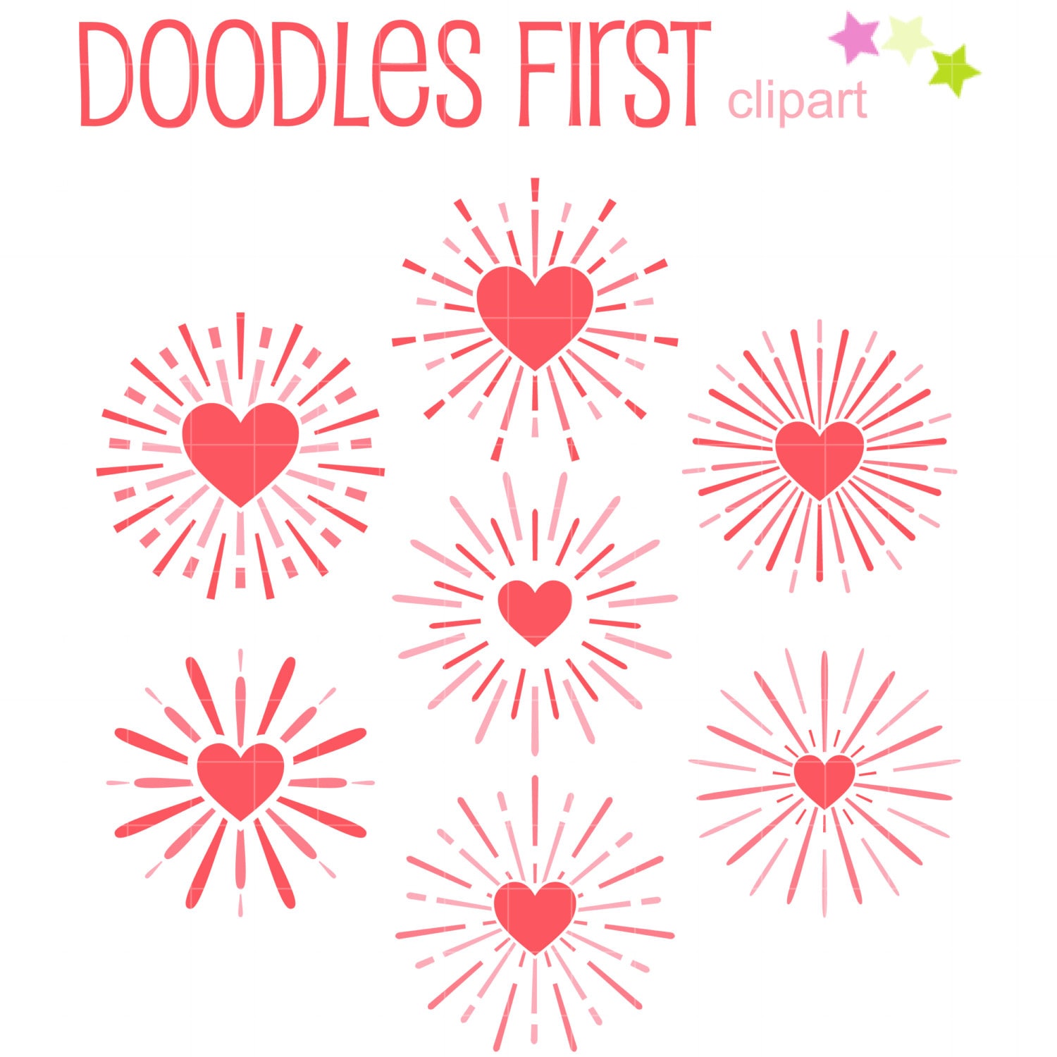 Heart Explosion Set Digital Clip Art for Scrapbooking Card