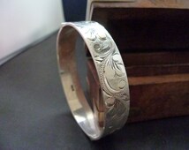 Unique heavy silver bangle related items | Etsy