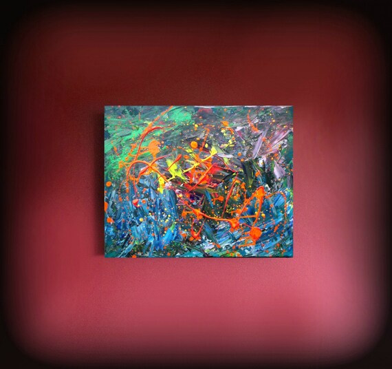 Bright abstract wall art colorful texture artwork living