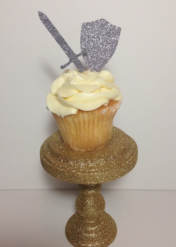 Sword and Shield Cupcake Toppers Medieval Party by TheChicBootique