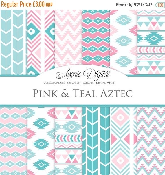 SALE Aztec Digital Paper. Scrapbook Backgrounds. by AvenieDigital