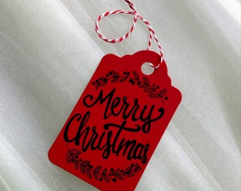 Red gift tags | Etsy