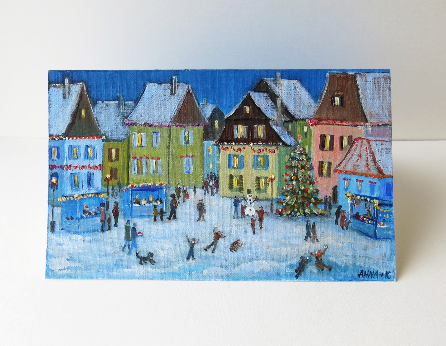 Hand painted Christmas Card Handmade New Years Card OOAK Hand painted Christmas Card Handmade New Years Card OOAK
