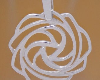 Solid Sterling Silver Rose Flower Design Pendant by AmphoraJewelry