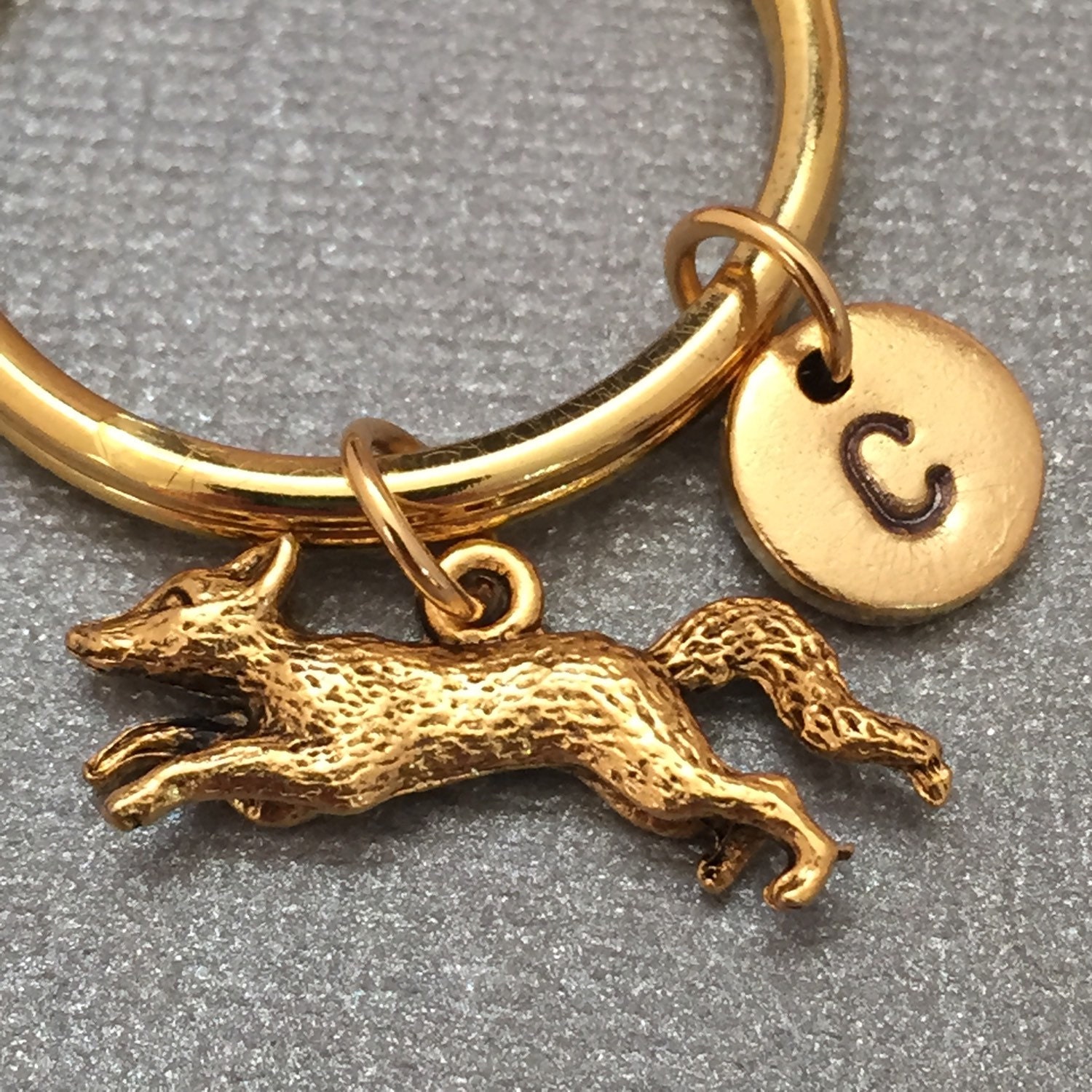 Fox keychain fox charm animal keychain personalized