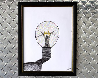 Unique light bulb drawing related items | Etsy