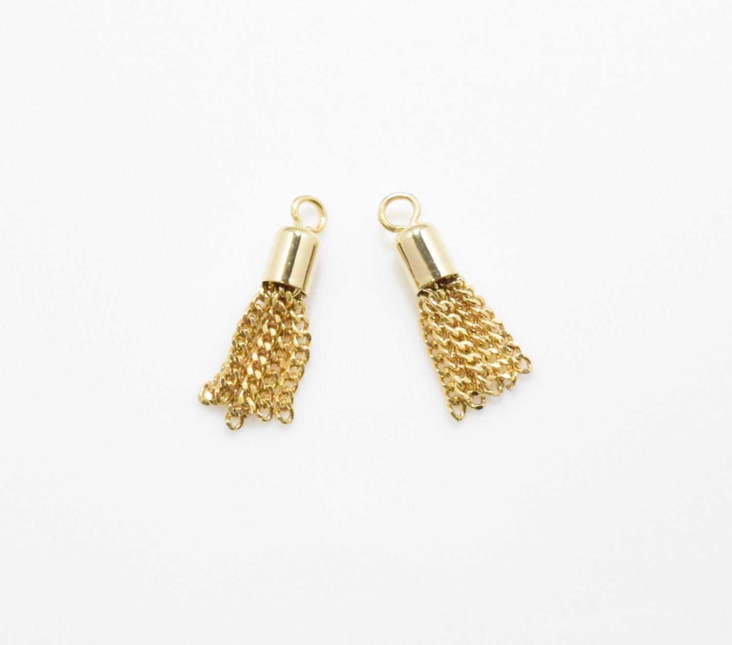 Gold Metal Tassel Chain Tassel . Tiny Metal Tassel . 16K