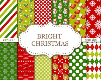 Christmas Digital Paper Pack Seamless Pattern Seasonal