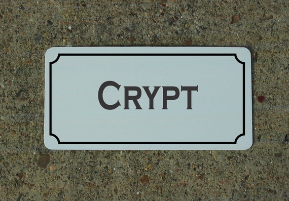 CRYPT... Metal sign for vintage Funeral Home Barn Coop Farm