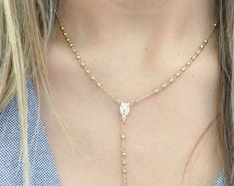 Gold rosary necklace | Etsy