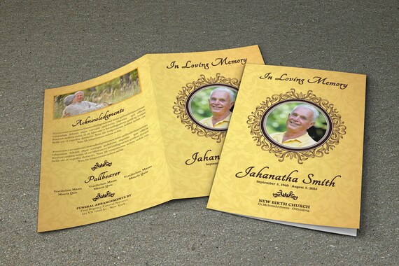 Printable Funeral program template Memorial Obituary