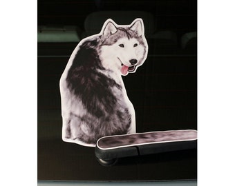 Samoyed dog rear window wiper wagging tail sticker