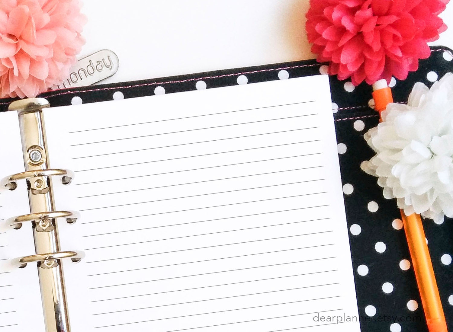 Printed lined paper insert Half letter planner by DearPlanner