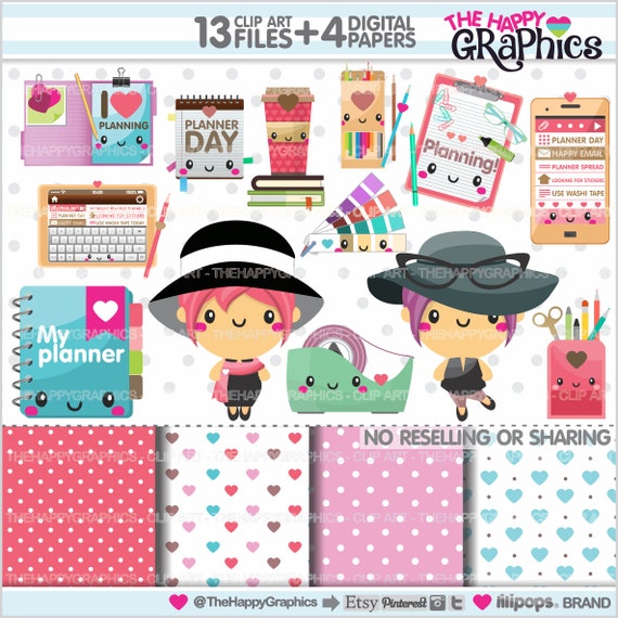 Planner Clipart Planner Graphics COMMERCIAL by TheHappyGraphics