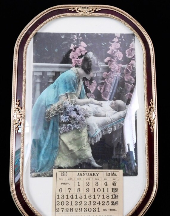 1918 calendar with mother and child photographic print in