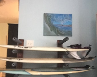 Surfboard Rack. Single board wall display. handgemaakt houten