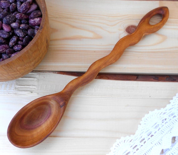 Unique carved wooden mini serving spoon in by DiamondWoodMaks
