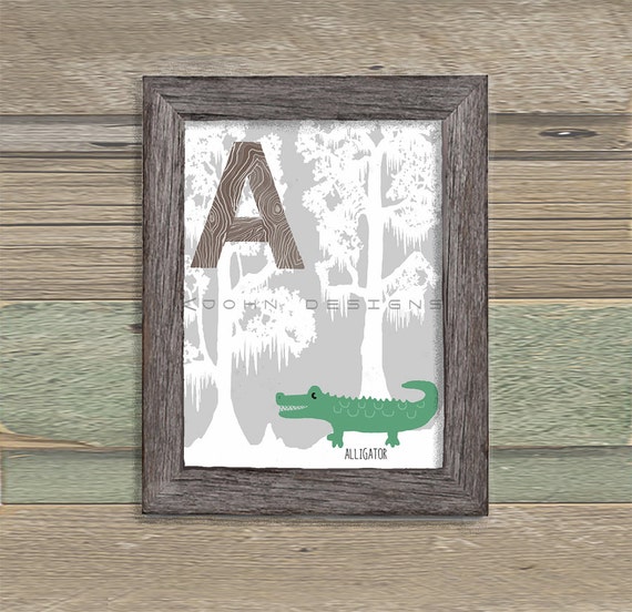 Bayou Alphabet Critters. Letter A. Alligator. by KjohnDesigns