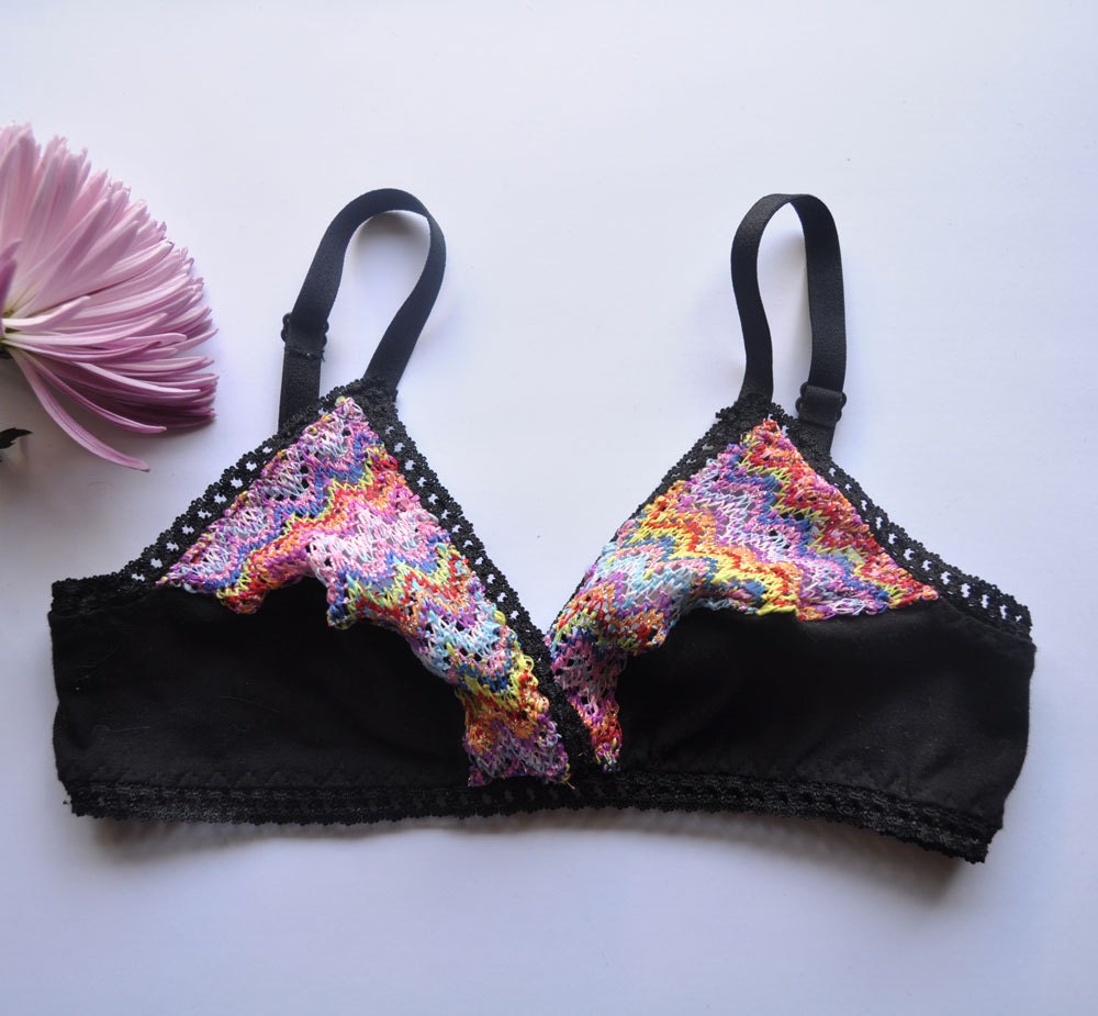 COTTON BRALETTE lace bralette triangle bra soft cup bra crop