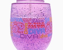 Unique diva wine glass related items | Etsy