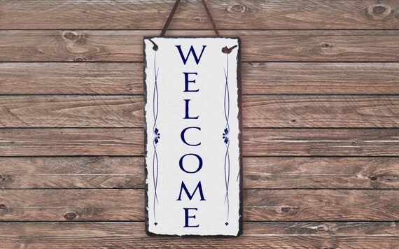 Outdoor Welcome Sign Slate Welcome Sign by SassySquirrelink