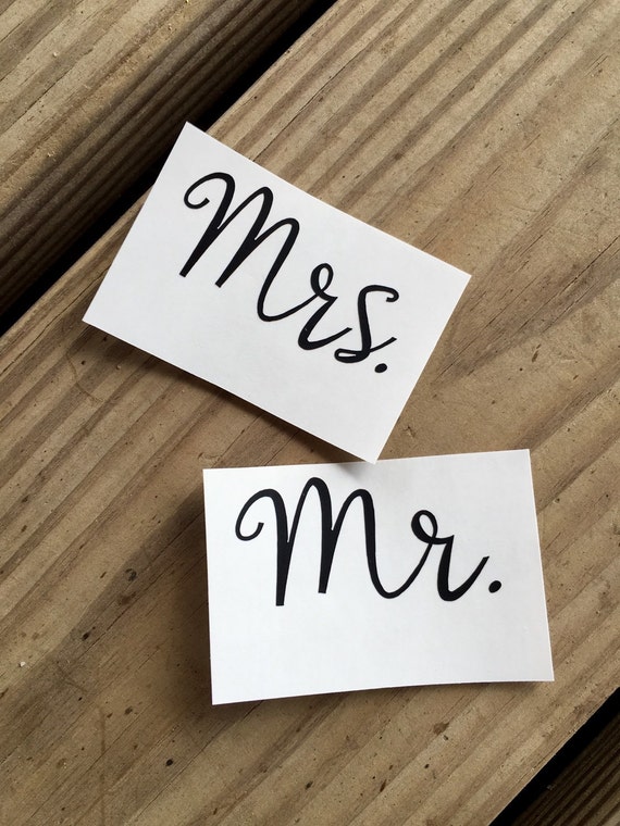 MR. & MRS. Decals 30 Colors Mr and Mrs Decals Wedding