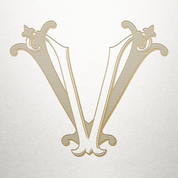 Interlocking Font Design VV Interlocking Font Vintage