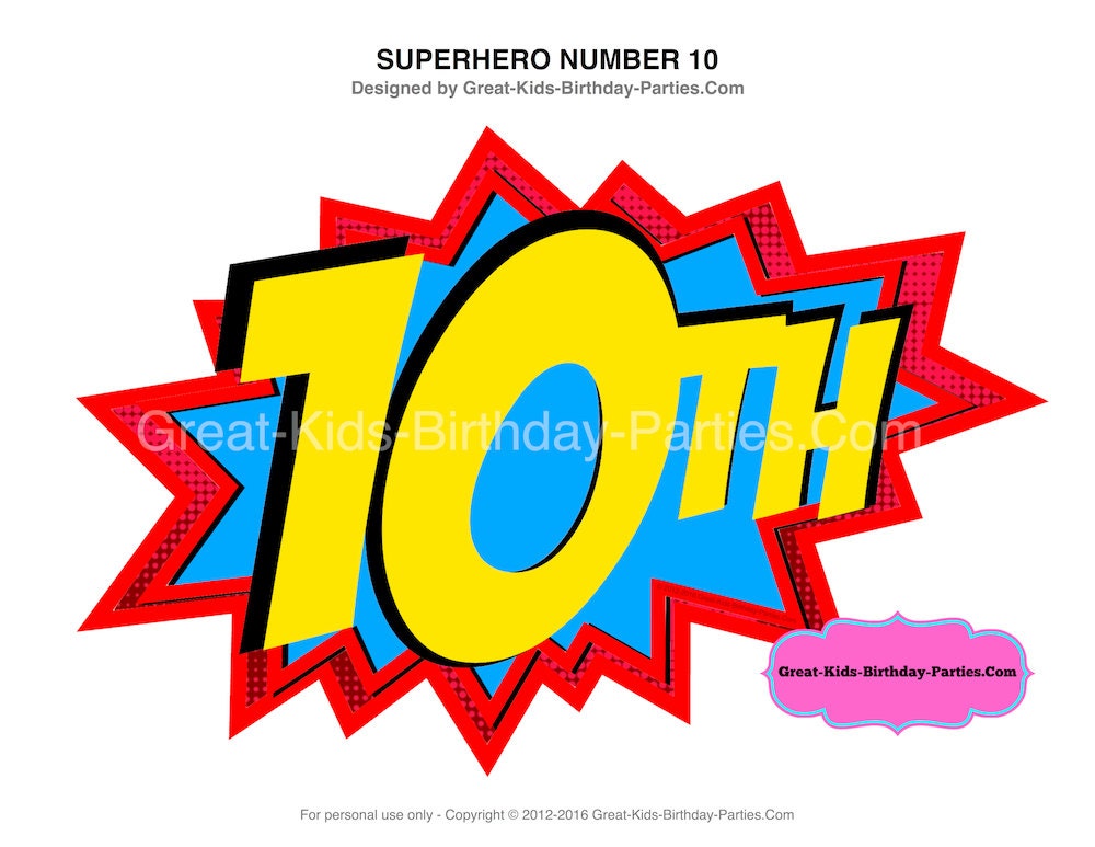 Superhero Number 10 Superhero Printables Superhero