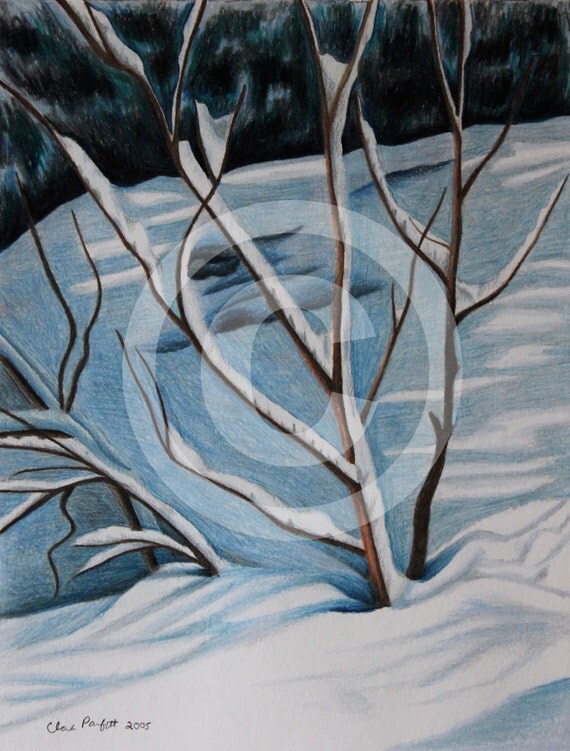 First Snow original Colored Pencil Drawing first-snow-original-colored-pencil-drawing