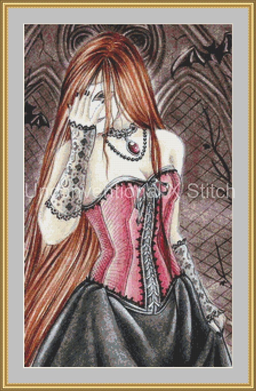 Gothic cross stitch pattern Mask Mini modern fantasy cross