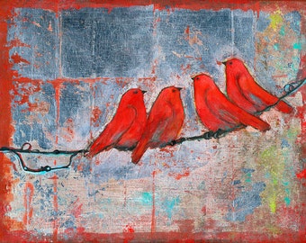 Art Print Tree Birds Picture of Large 11X14